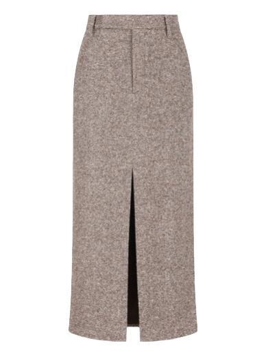 Brunello Cucinelli High Waisted Maxi Skirt With Slit Hem - Grey