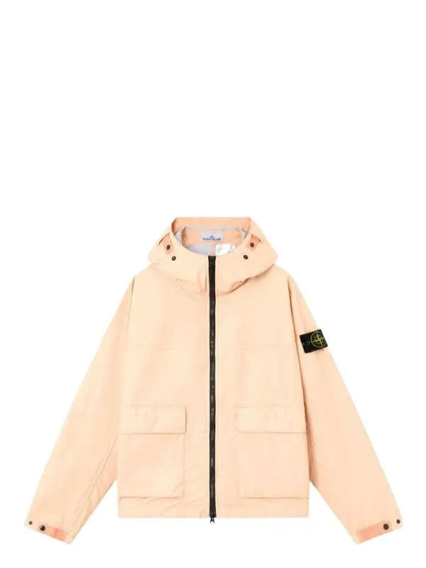 Stone Island Hooded Jacket With Water-resistant Membrane And Drawstring Hem - Nude