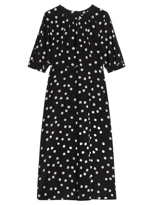 Max Mara Demetra Polka Dot Printed Dress - Black