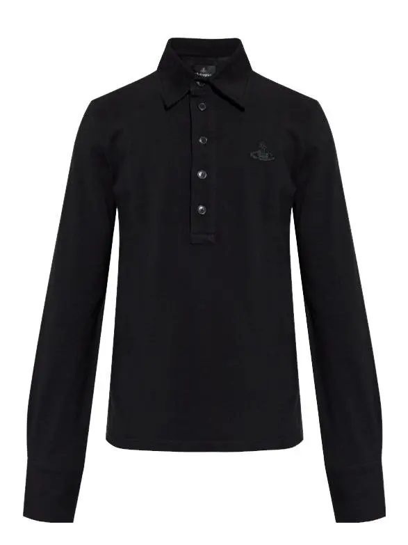 VIVIENNE WESTWOOD Orb Embroidered Polo Shirt - Black