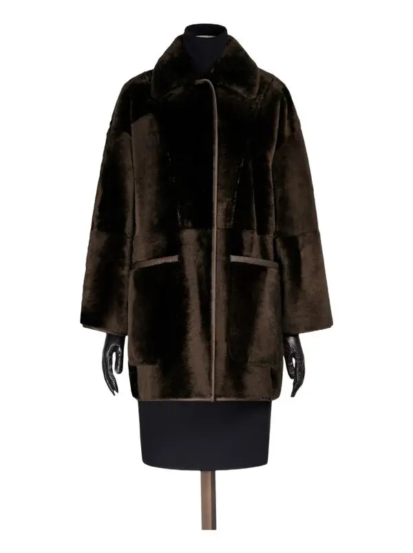 Max Mara Pirenei Reversible Shearling Coat - Black