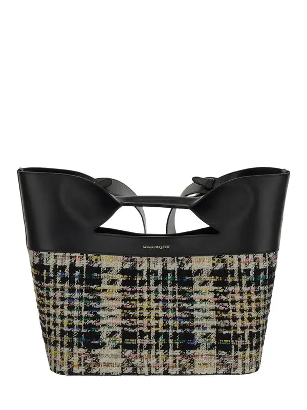Alexander McQueen Logo Detailed Checked Tote Bag - Black