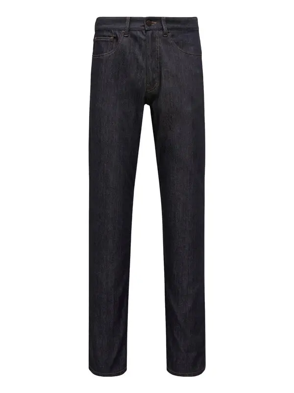 Moncler Straight Leg Logo Patch Pants - Tannin Blue