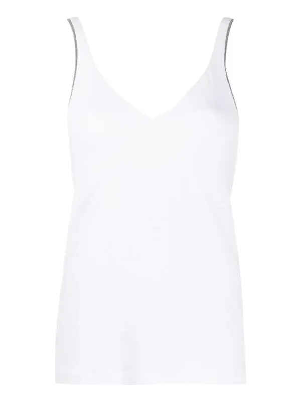 Brunello Cucinelli Slim-fit V-neck Tank Top - White