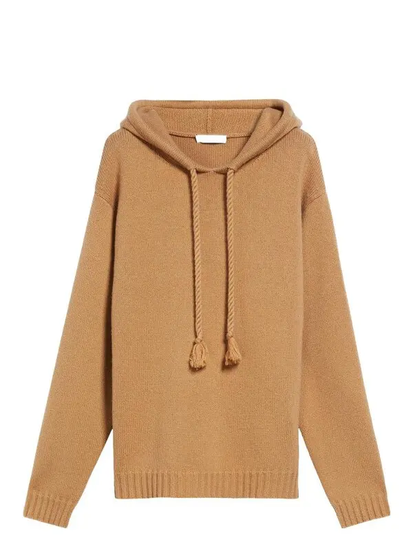 Max Mara Hooded Sweater With Knitted Details - Brown