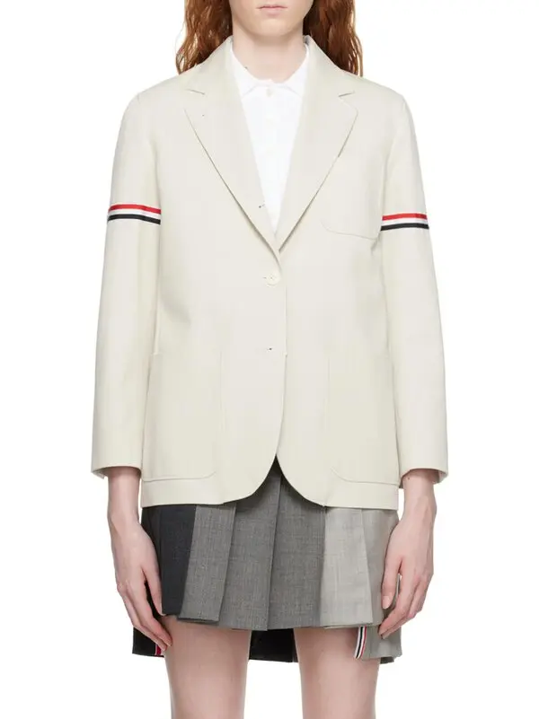 Thom Browne Single-breasted Blazer With Tricolor Armband Detail - White