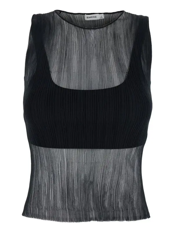 Simkhai Layered Semi-sheer Tech Top - Black