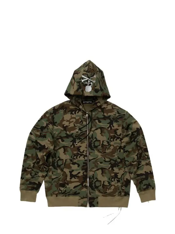 MASTERMIND WORLD Camouflage Zip-up Hooded Sweatshirt - Black