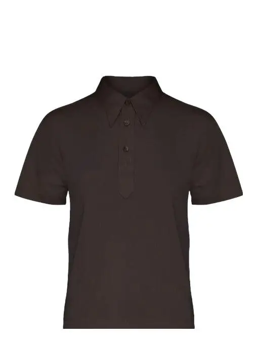 MAISON MARGIELA Short Sleeved Buttoned Polo Shirt - Brown
