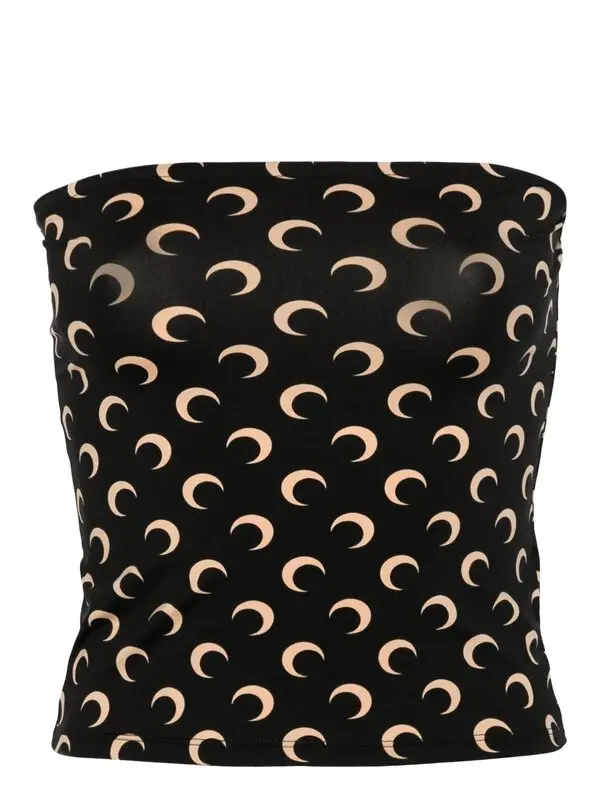 MARINE SERRE All-over Moon Printed Tube Top - Black