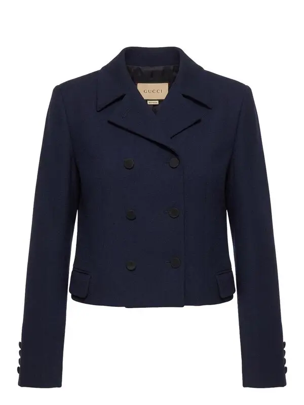 Gucci Cropped Double-breasted Jacket - Blue