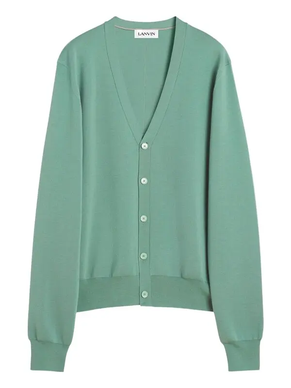 LANVIN Long Sleeve V-neck Cardigan - Green