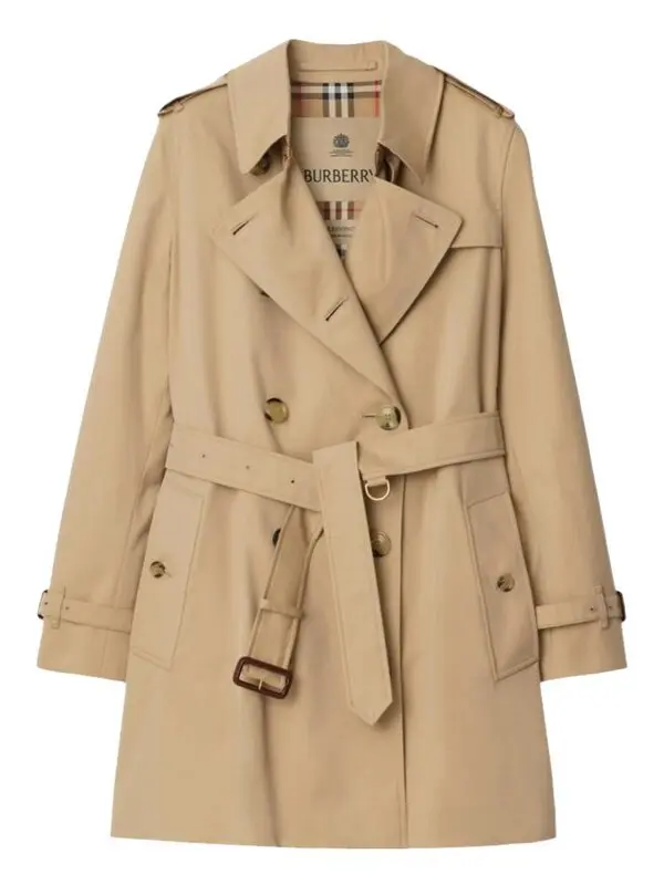 Burberry Double Breasted Belted Trench Coat - Nude