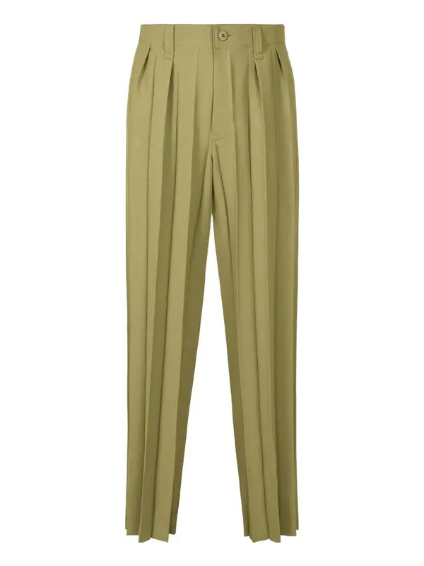 Issey Miyake Homme Plissé Pleated Mid Rise Trousers - Khaki