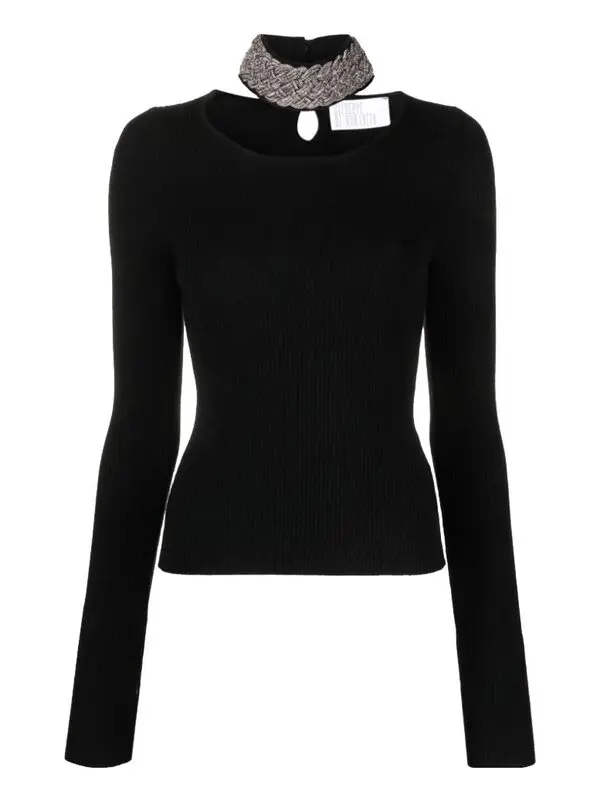 Giuseppe Di Morabito Embellished Knitted Jumper With Glove Sleeves - Black