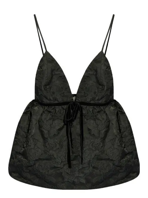 GANNI Strappy Top With Waist Ties - Black