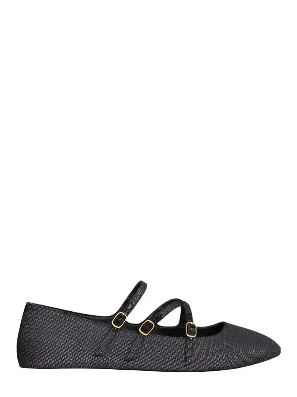 Celine Les Ballerines Criss-cross Babies Ballerina In Lurex Fabric - Black