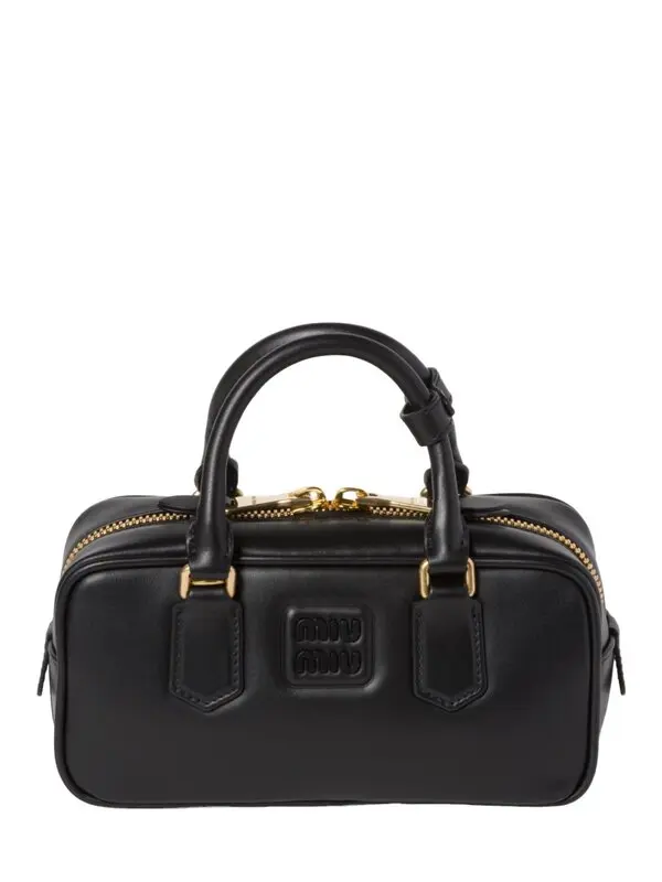 Miu Miu Arcadie Leather Bag With Top Handle And Adjustable Shoulder Strap - Black