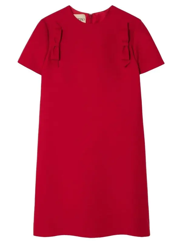 Valentino Garavani Crepe Couture Short Dress With Ribbon Detail - Red