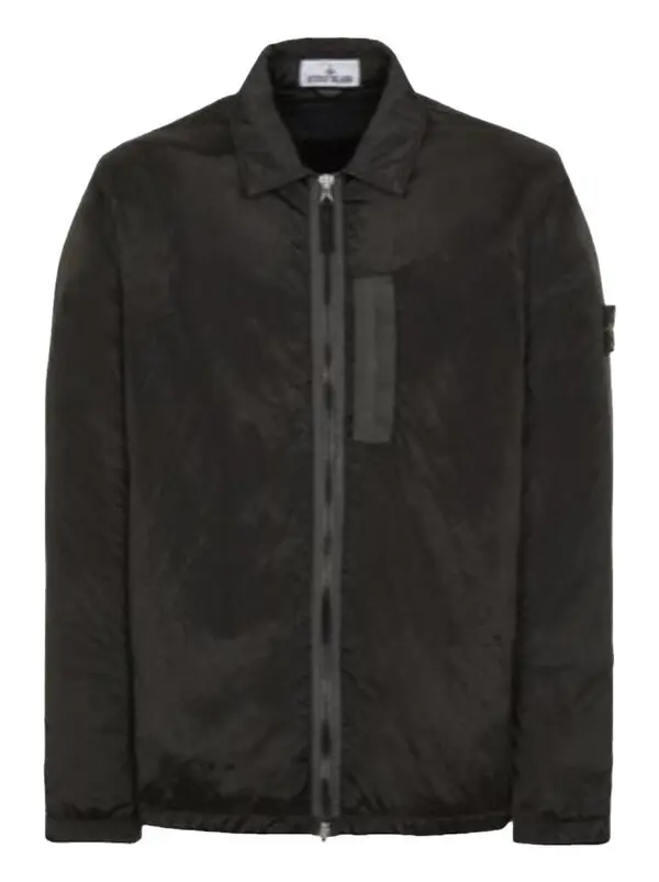 Stone Island Logo Lapel Casual Jacket - Black