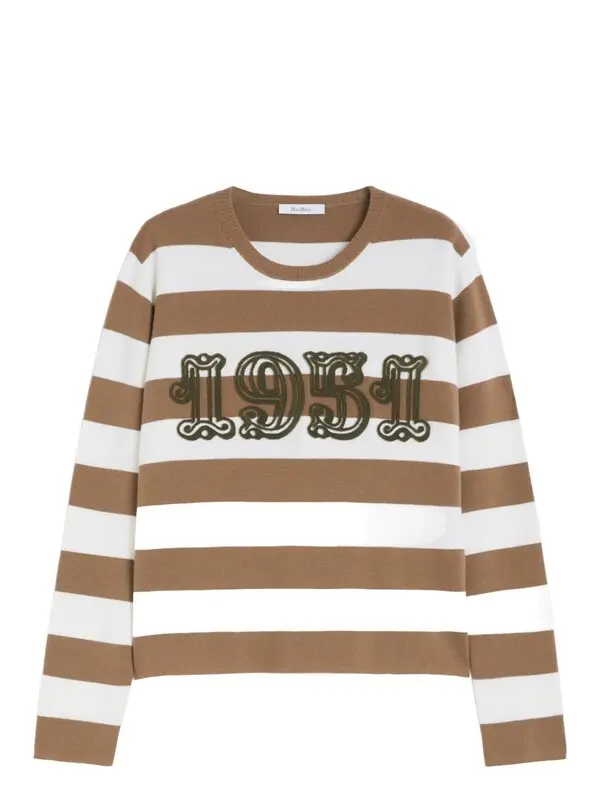 Max Mara Viterbo Striped Long Sleeve Jumper With Graphic Applique - Brown