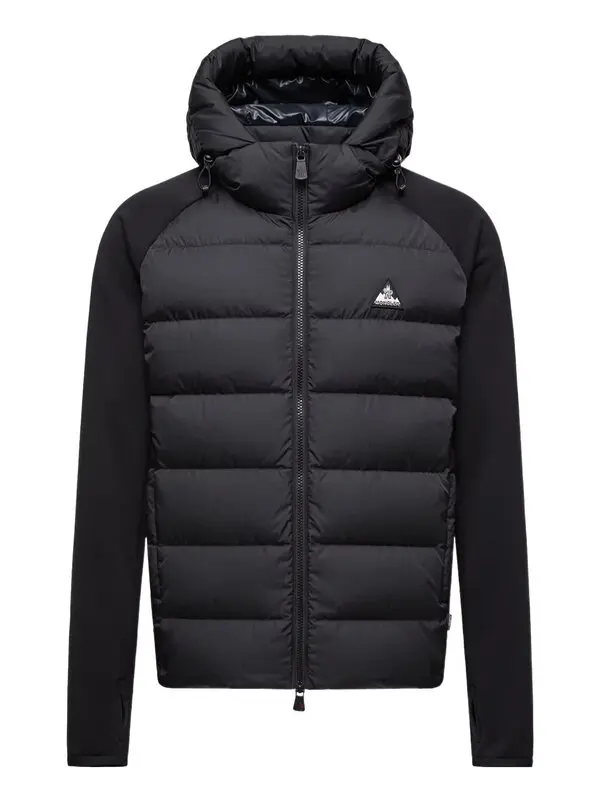 Moncler Zip-up Knitted Hoodie With Down-filled Front And Waterproof Features - Black