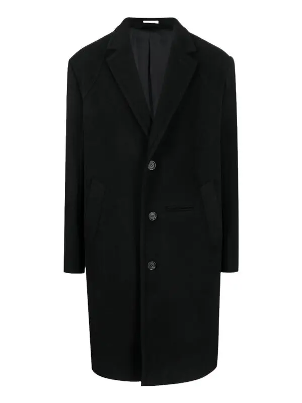 Alexander McQueen Single Breasted Long Sleeved Coat - Black