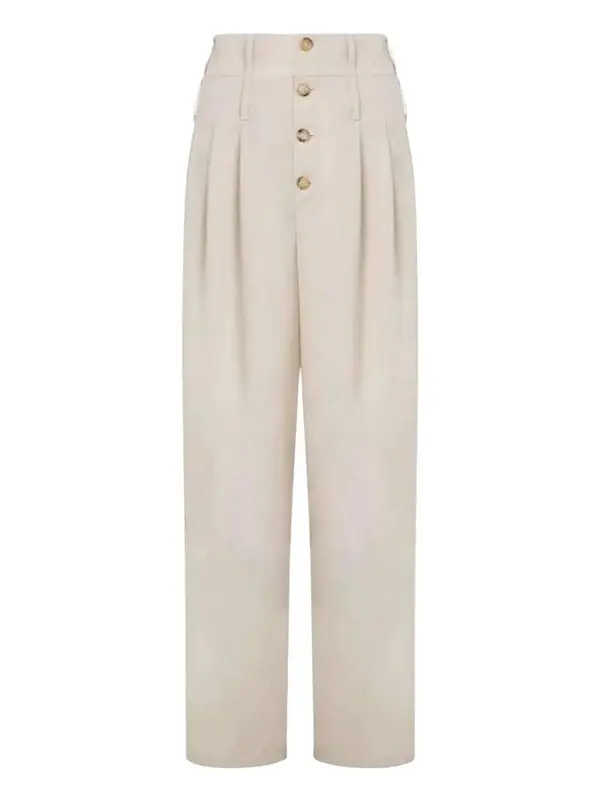 Moschino High-waisted Pleated Trousers With Double Belt Loops - Light Brown