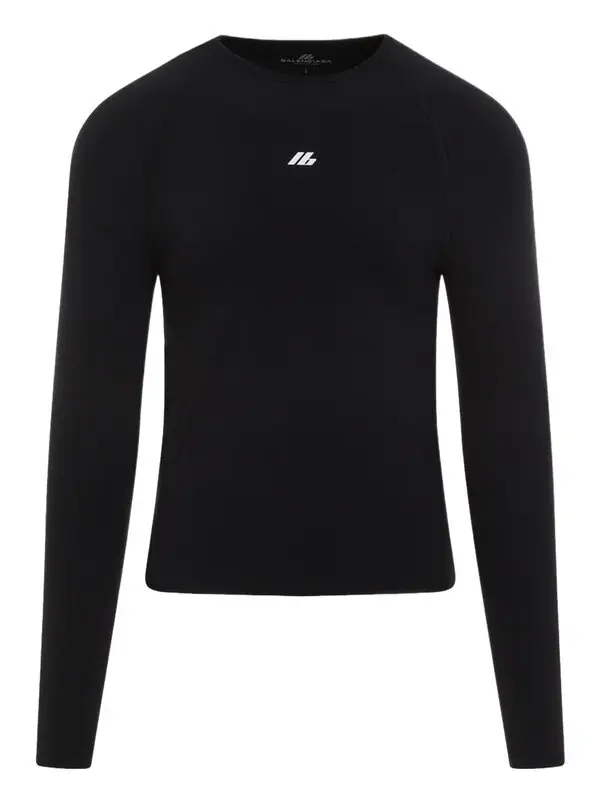 Balenciaga Logo Detailed Long-sleeve T-shirt - Black