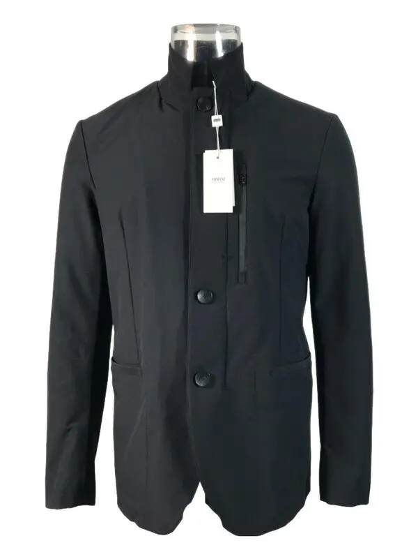Emporio Armani Logo Detail Stand Collar Jacket - Black