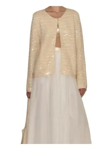 BODE Sequin Spotlight Swing Cardigan - Ivory