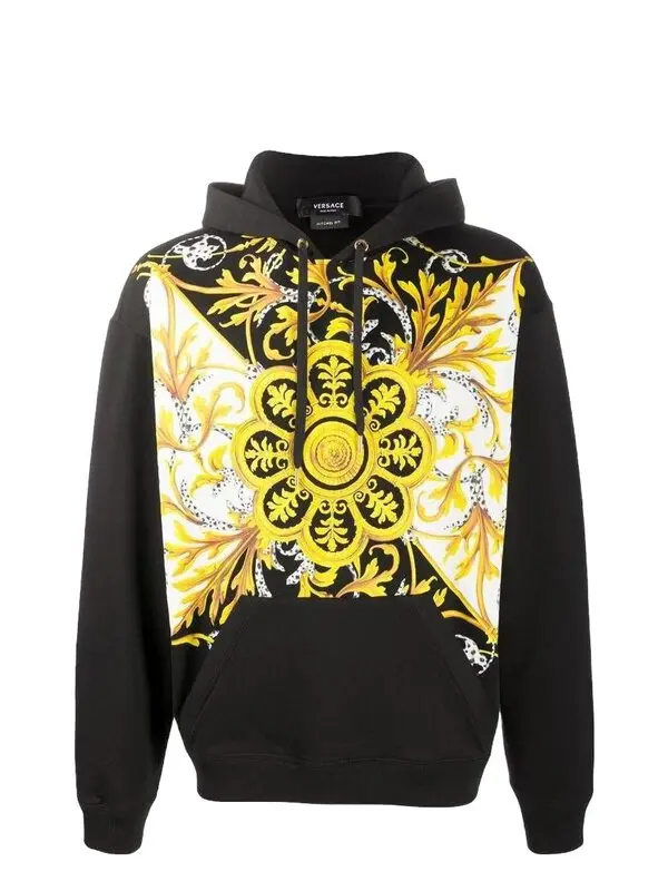Versace Oversized Barocco Hooded Sweatshirt - Black
