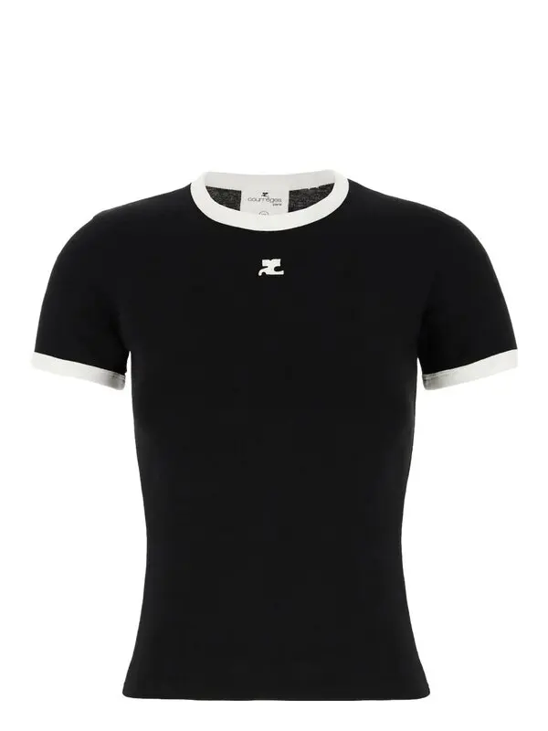 COURREGES Contrasting-color T-shirt - Black