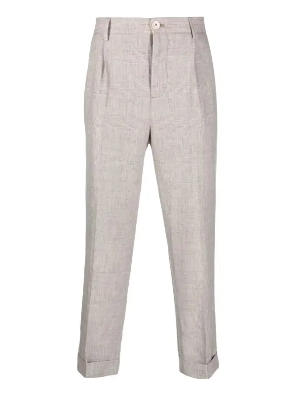 Brunello Cucinelli Check Straight-leg Trousers - Nude
