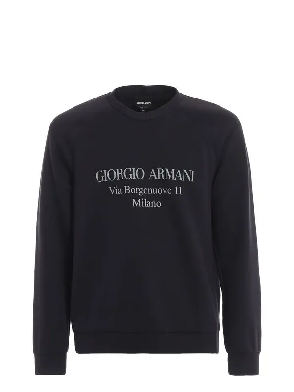 Giorgio Armani Logo Print Crewneck Sweatshirt - Black