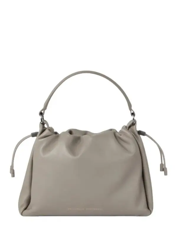 Brunello Cucinelli Embellished Pouch Bag - Light Gray