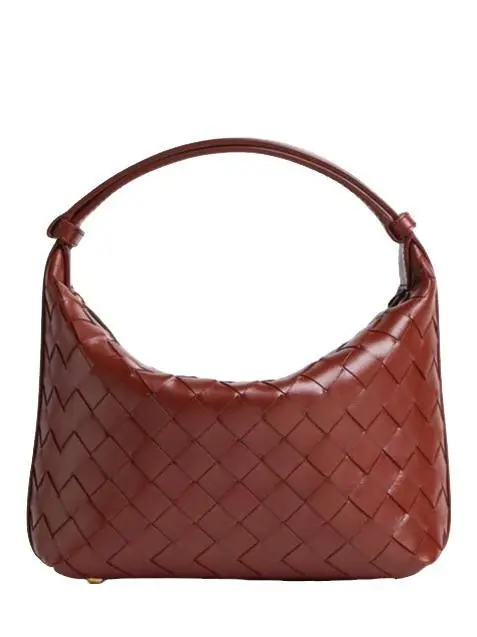Bottega Veneta Intrecciato Leather Shoulder Bag - Red