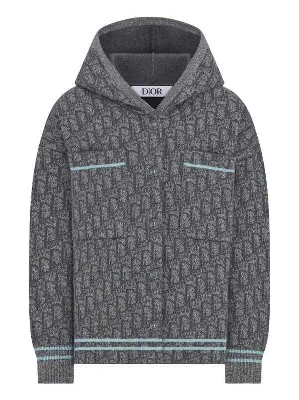 Dior Long-sleeved Cardigan With Hood - Grey