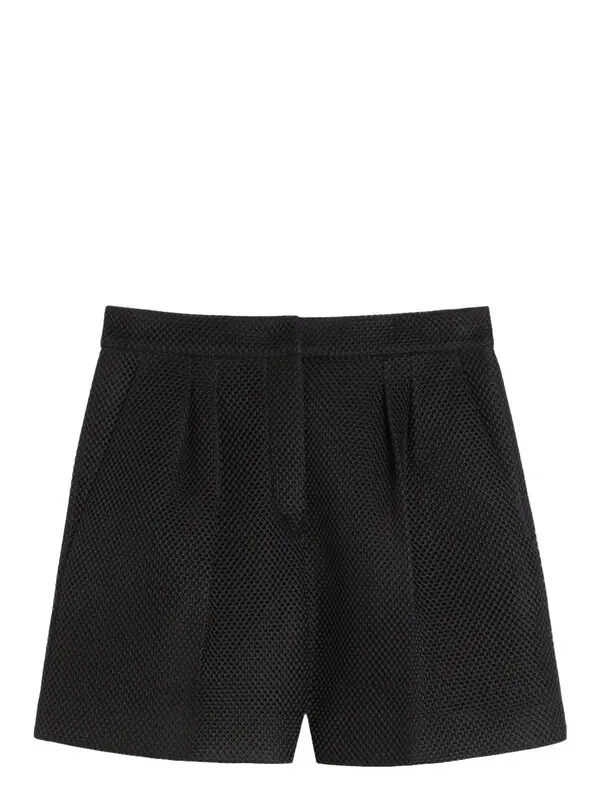 Max Mara Avena Textured Shorts With Buckle Detail - Black