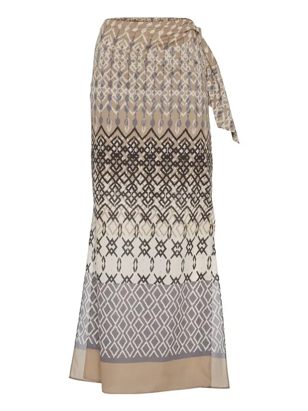 Brunello Cucinelli Geometric Print Cotton Maxi Skirt - No