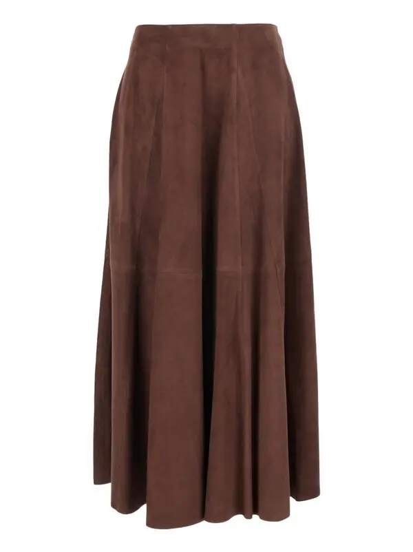 ARMA Eleni High-waisted Suede Skirt - Brown