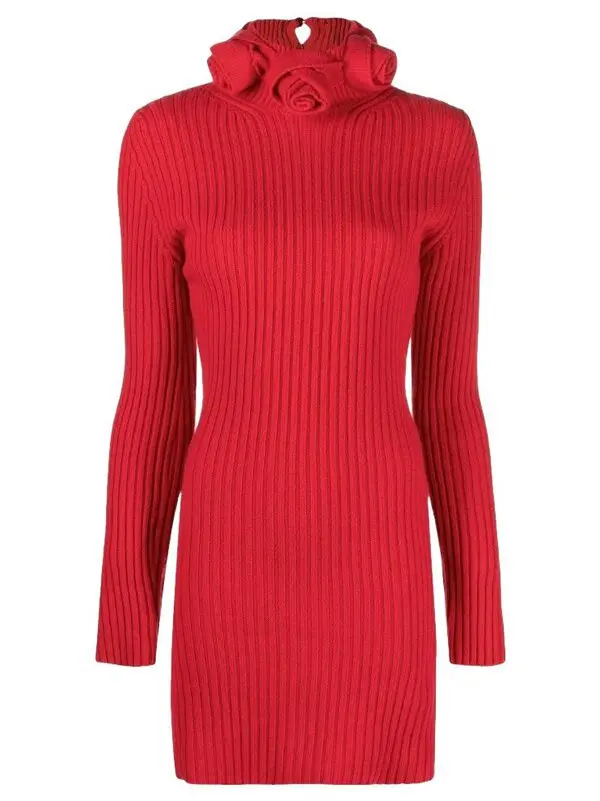 Blumarine High-neck Wool Mini Dress - Red