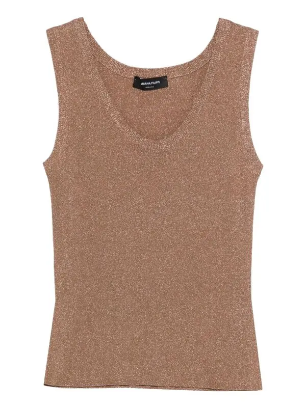 Fabiana Filippi Sleeveless Lurex Knit Top With Sequin Details - Brown