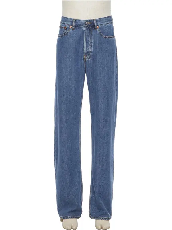 Valentino Garavani Logo Patch Straight Leg Jeans - Blue