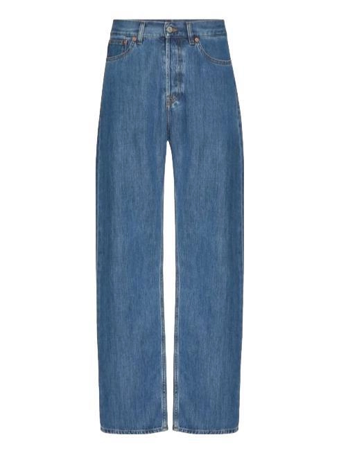 Valentino Garavani Straight-leg Jeans With Logo Patch - Blue