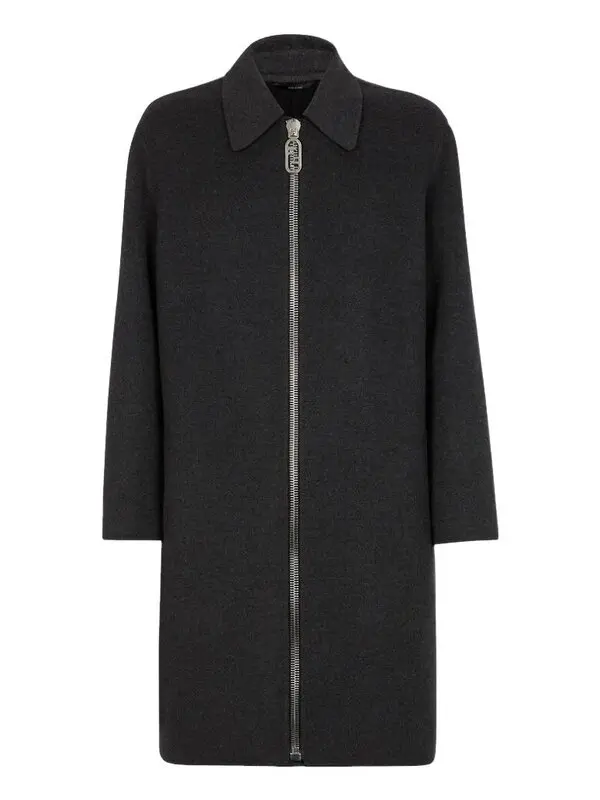 Fendi Straight Cut Single Breasted Coat - Gray