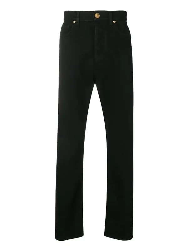 Versace Logo Patch Slim-fit Jeans - Black