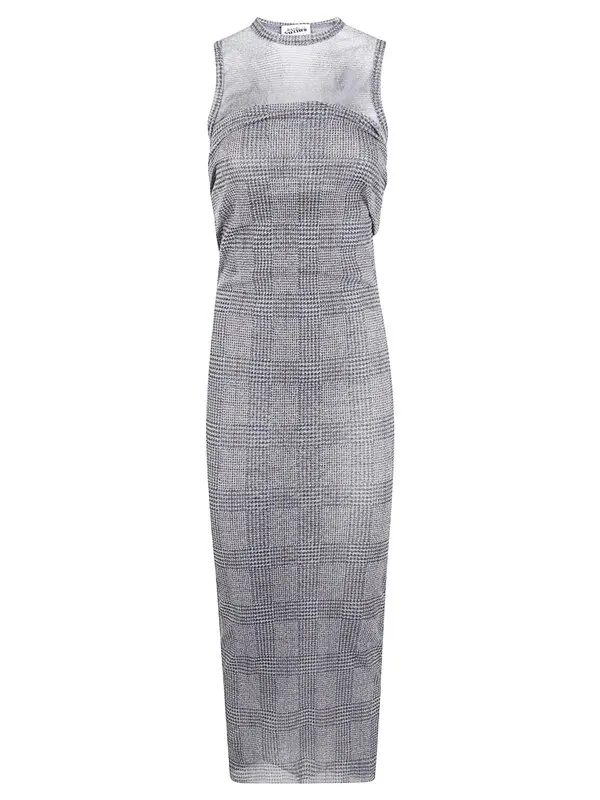 JEAN PAUL GAULTIER Checked Mesh-panelled Maxi Dress - Gray
