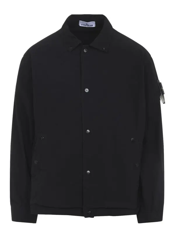 Stone Island Logo Patch Buttoned Jacket - Black