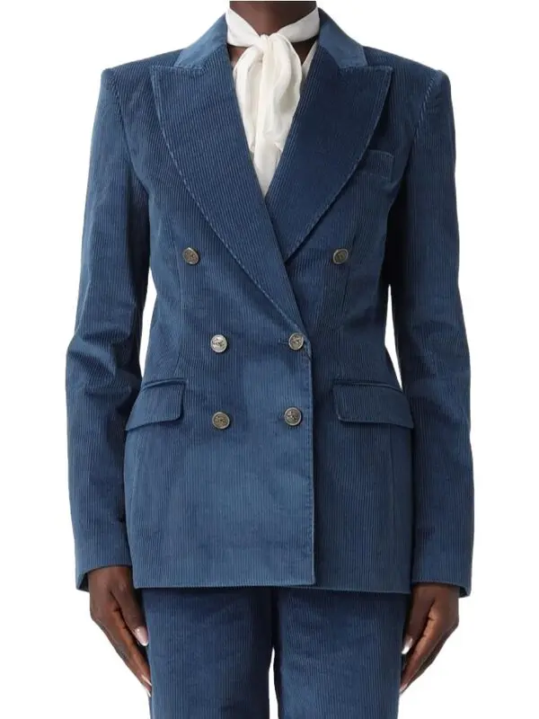 Etro Double-breasted Corduroy Blazer - Blue